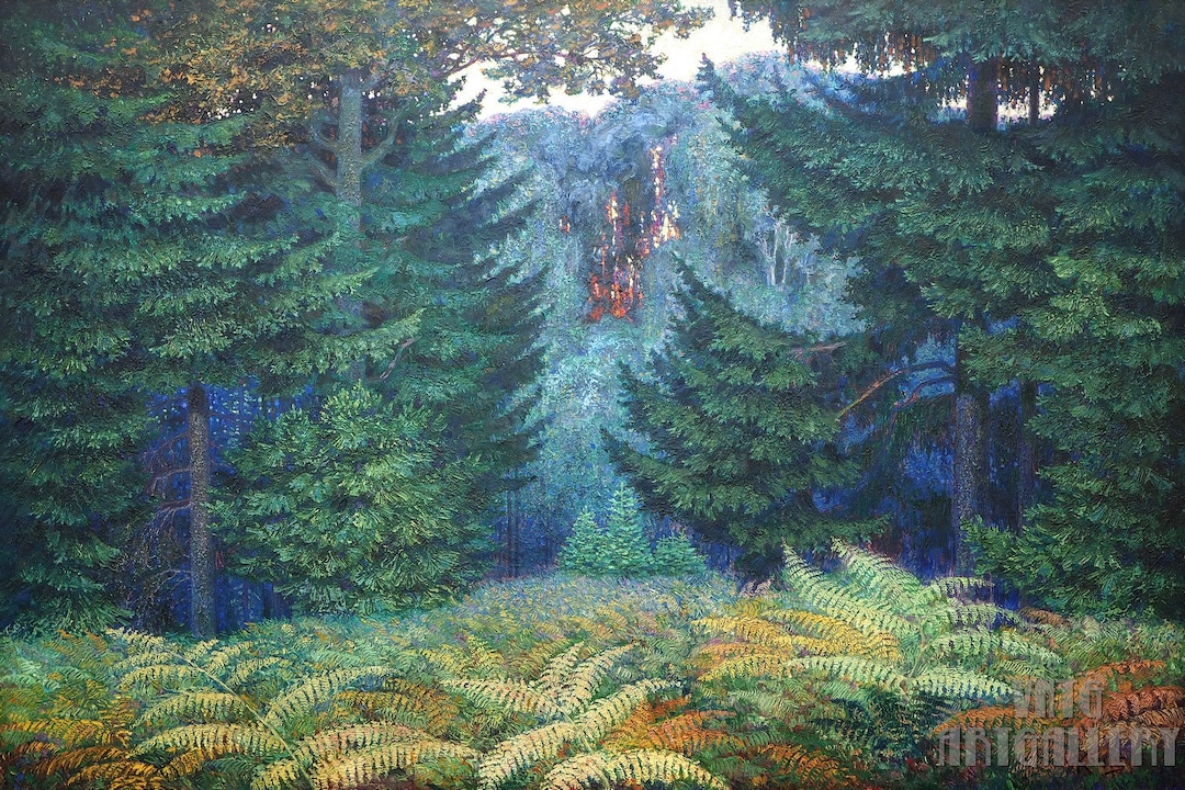Albert Konig : in the Forest waldinneres 1915 Canvas Gallery Wrapped or ...
