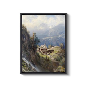 Adolf Mosengel : Village in the Bernese Alps (1885) Canvas Gallery ...