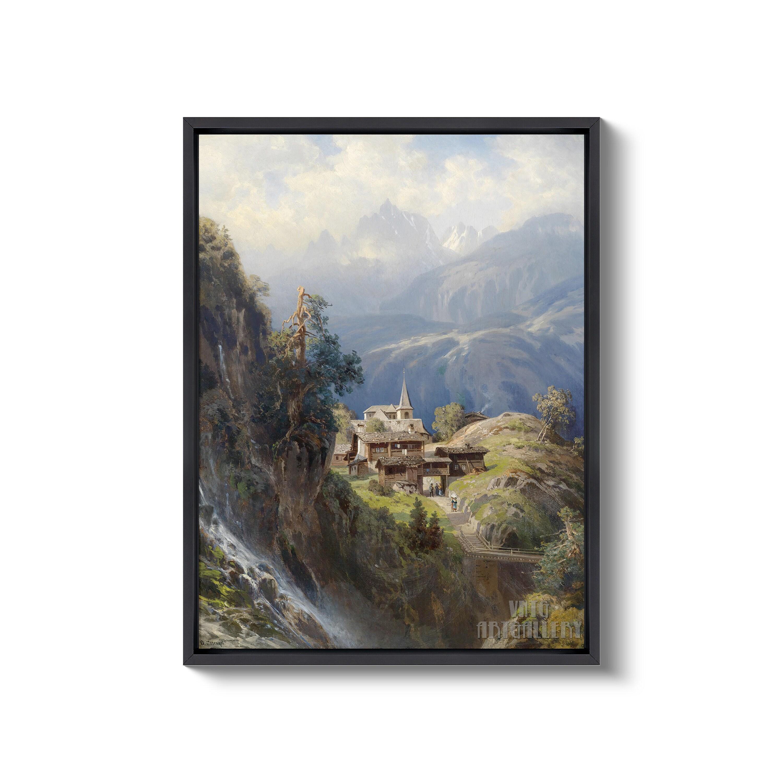 Adolf Mosengel : Village in the Bernese Alps (1885) Canvas Gallery ...