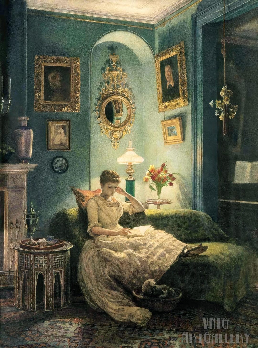 Edward John Poynter : an Evening at Home (1888) Canvas Gallery Wrapped ...