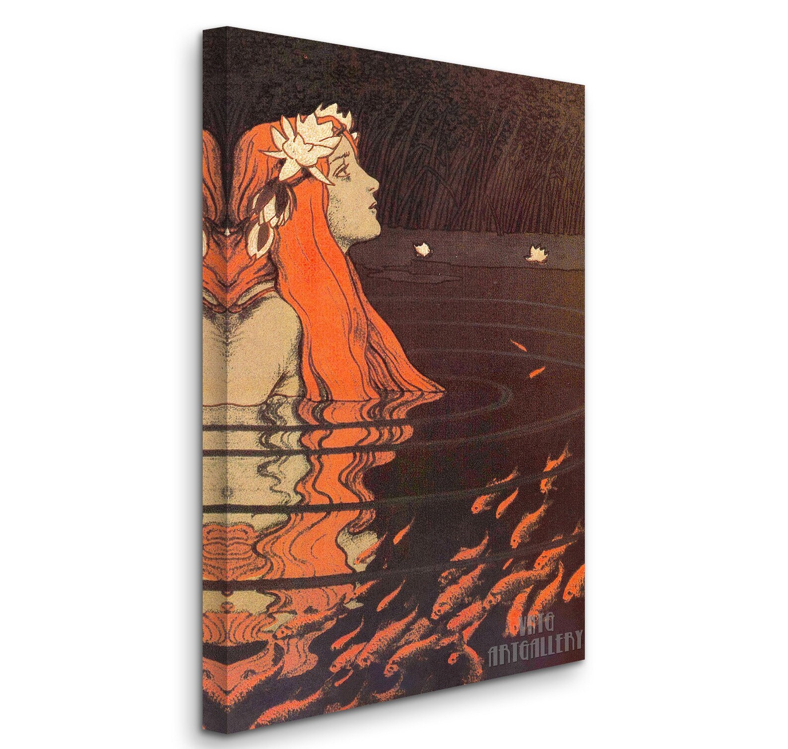 Franz Hein : Nymph in a Goldfish Pond 1905 Canvas Gallery - Etsy