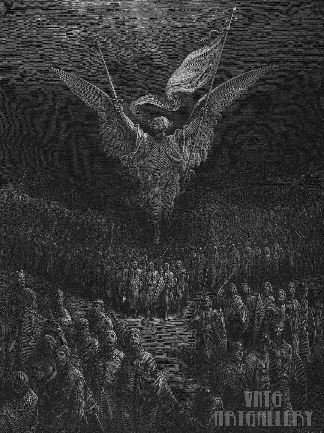 Gustave Doré : an Angel Leading the Crusaders to Jerusalem (date ...