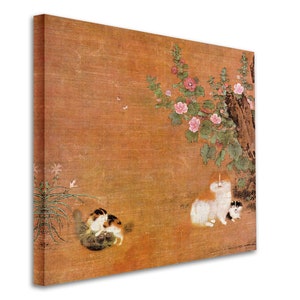 Mao Yi : Cats in the Garden 12th Century AD Canvas Gallery Wrapped or ...