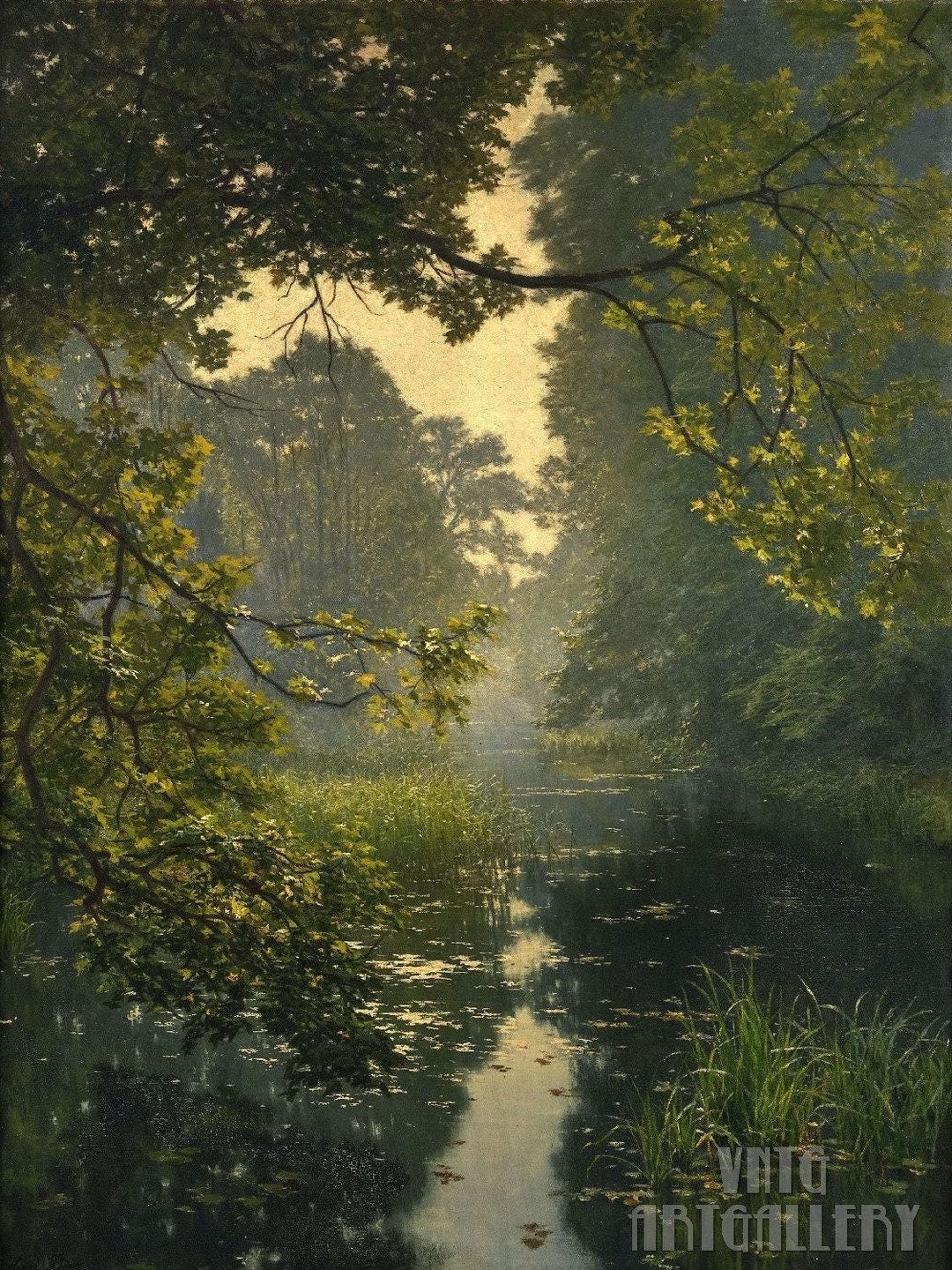 Henri Biva : the Misty Pond of Villeneuve (1910) Canvas Gallery Wrapped ...