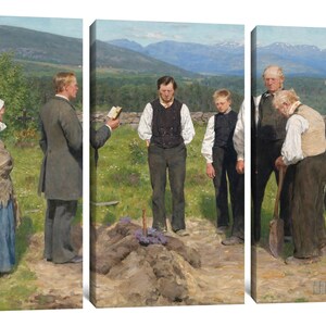 Erik Werenskiold : A Peasant Burial (1883-85) Canvas Gallery Wrapped or Framed Giclee Wall Art ...