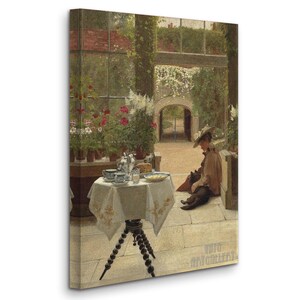 Edith Hayllar : Five O'clock Tea (1895) Canvas Gallery Wrapped or ...