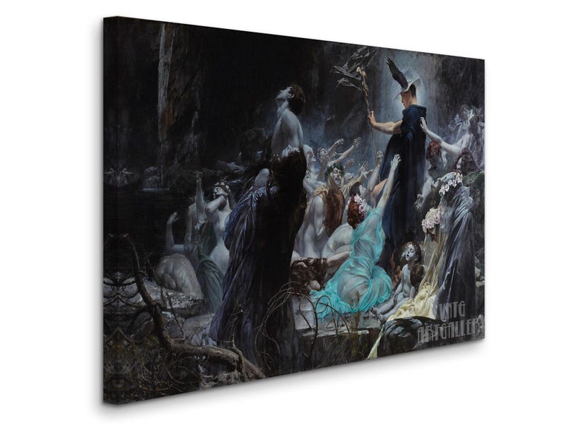 Adolf Hirémy-hirschl - Souls on the Banks of the Acheron (1898) Canvas ...