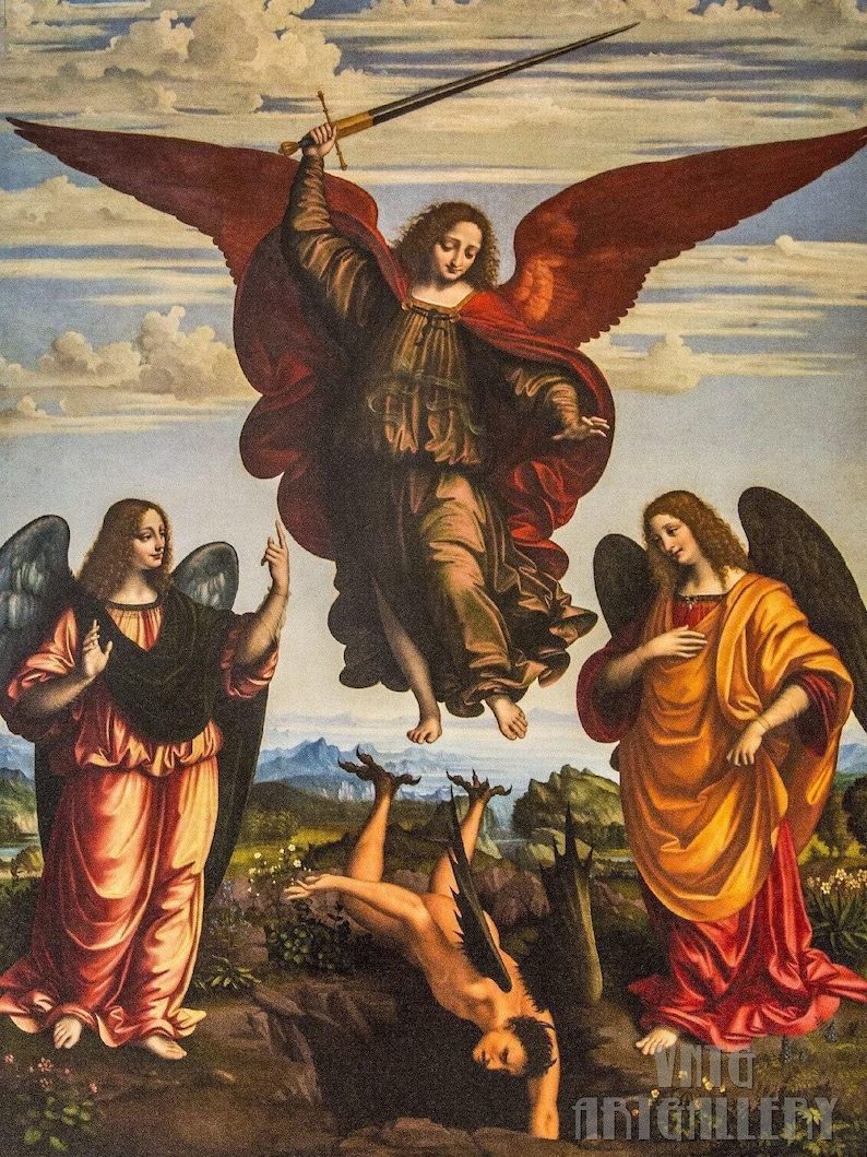 Marco D'oggiono : Altarpiece of the Three Archangels (1516) Canvas ...
