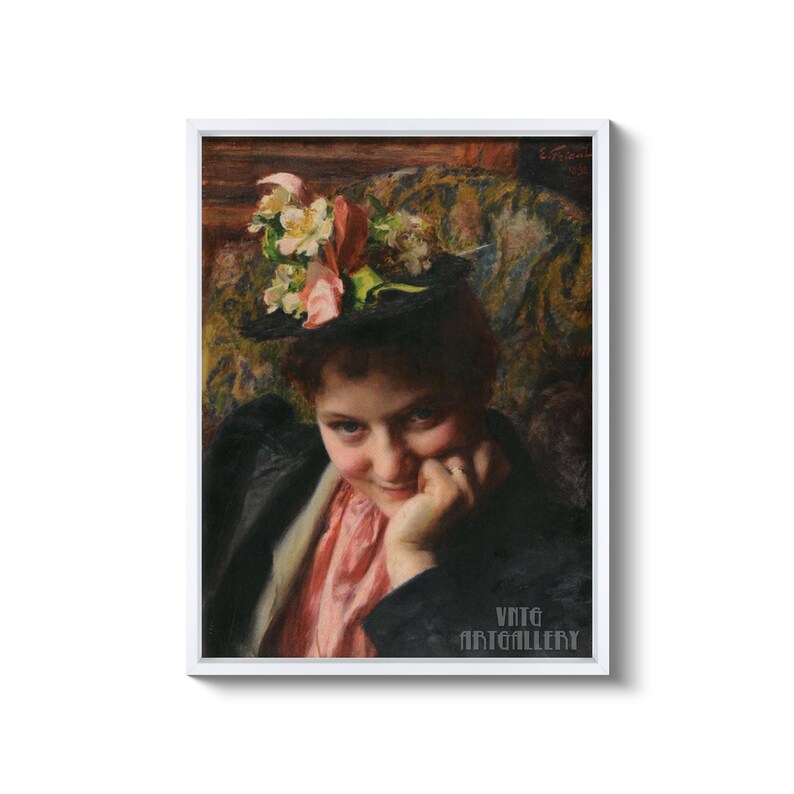 Emile Friant : the Flowered Hat 1892 Canvas Gallery Wrapped - Etsy