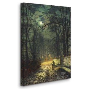 John Atkinson Grimshaw : A Moonlit Lane (1874) Canvas Gallery Wrapped ...