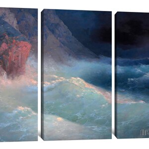 Ivan Aivazovsky : Storm on the Black Sea (1899) Canvas Gallery Wrapped ...