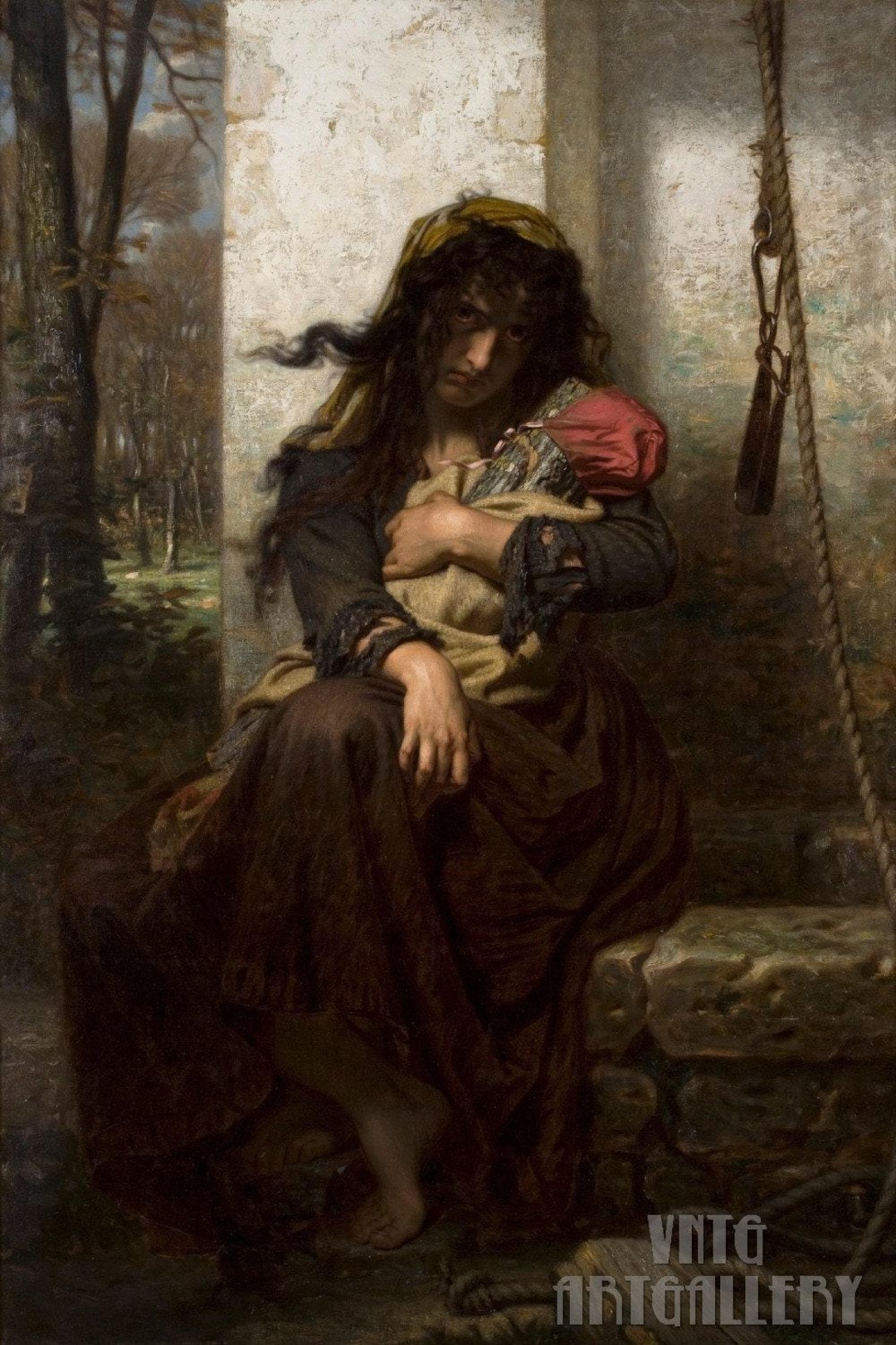 Hugues Merle : the Lunatic of Étretat (1871) Canvas Gallery Wrapped ...