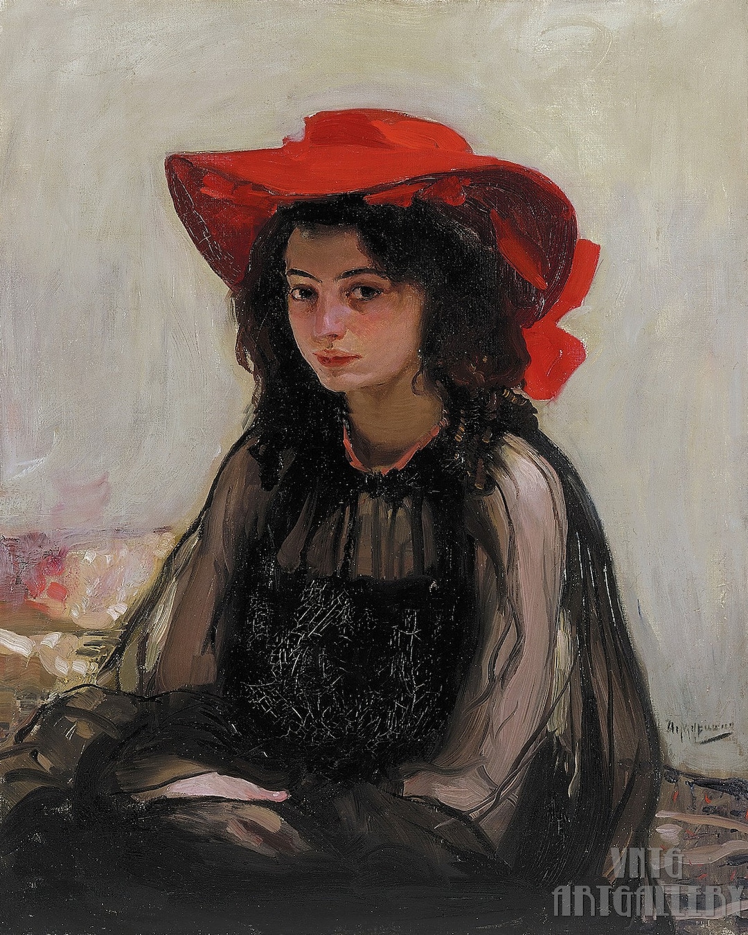 Oleksandr Murashko Girl in a Red Hat 1902-03 Canvas Gallery Wrapped or ...