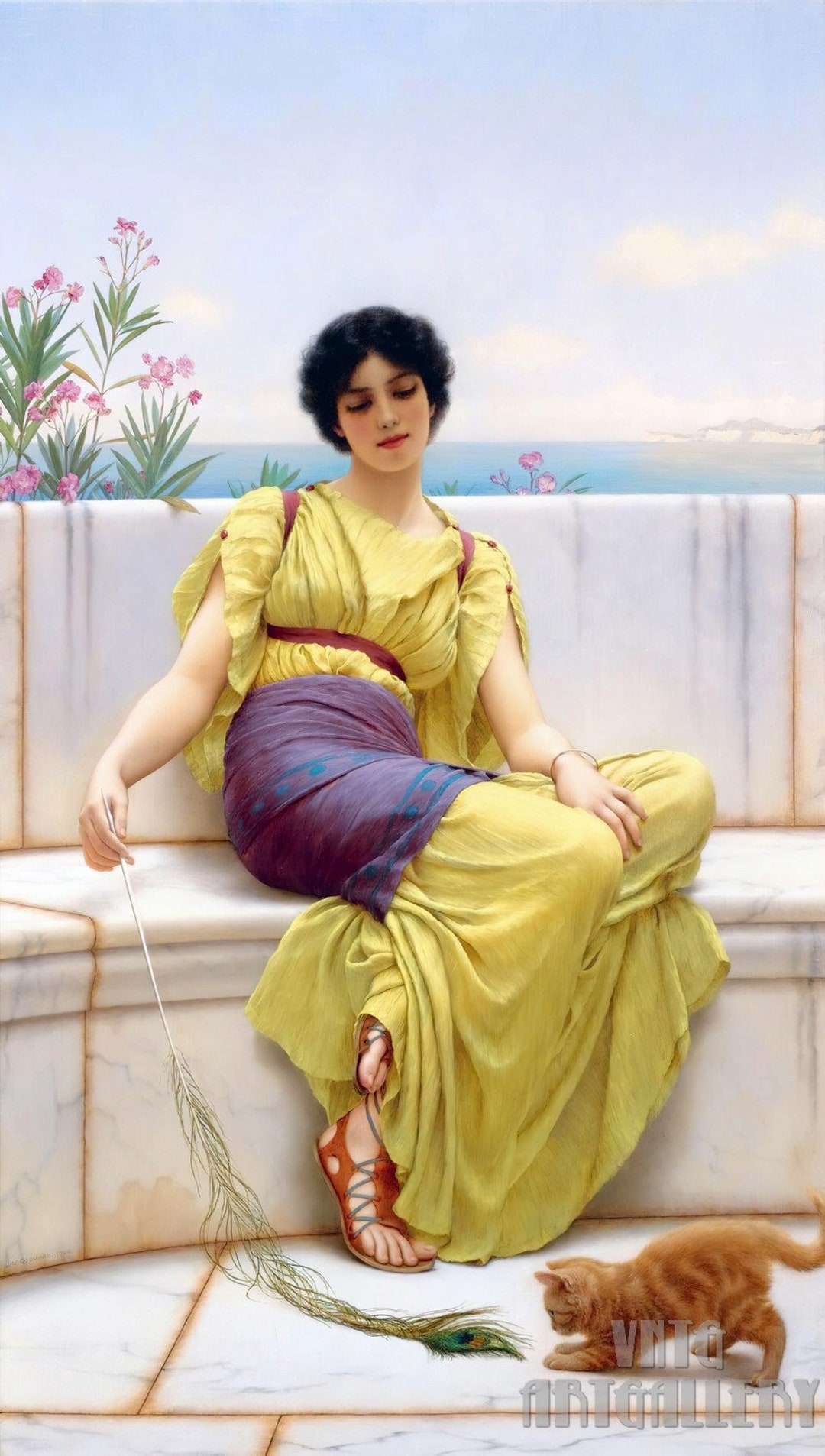 John William Godward : Idleness 1900 Canvas Gallery Wrapped or Framed ...