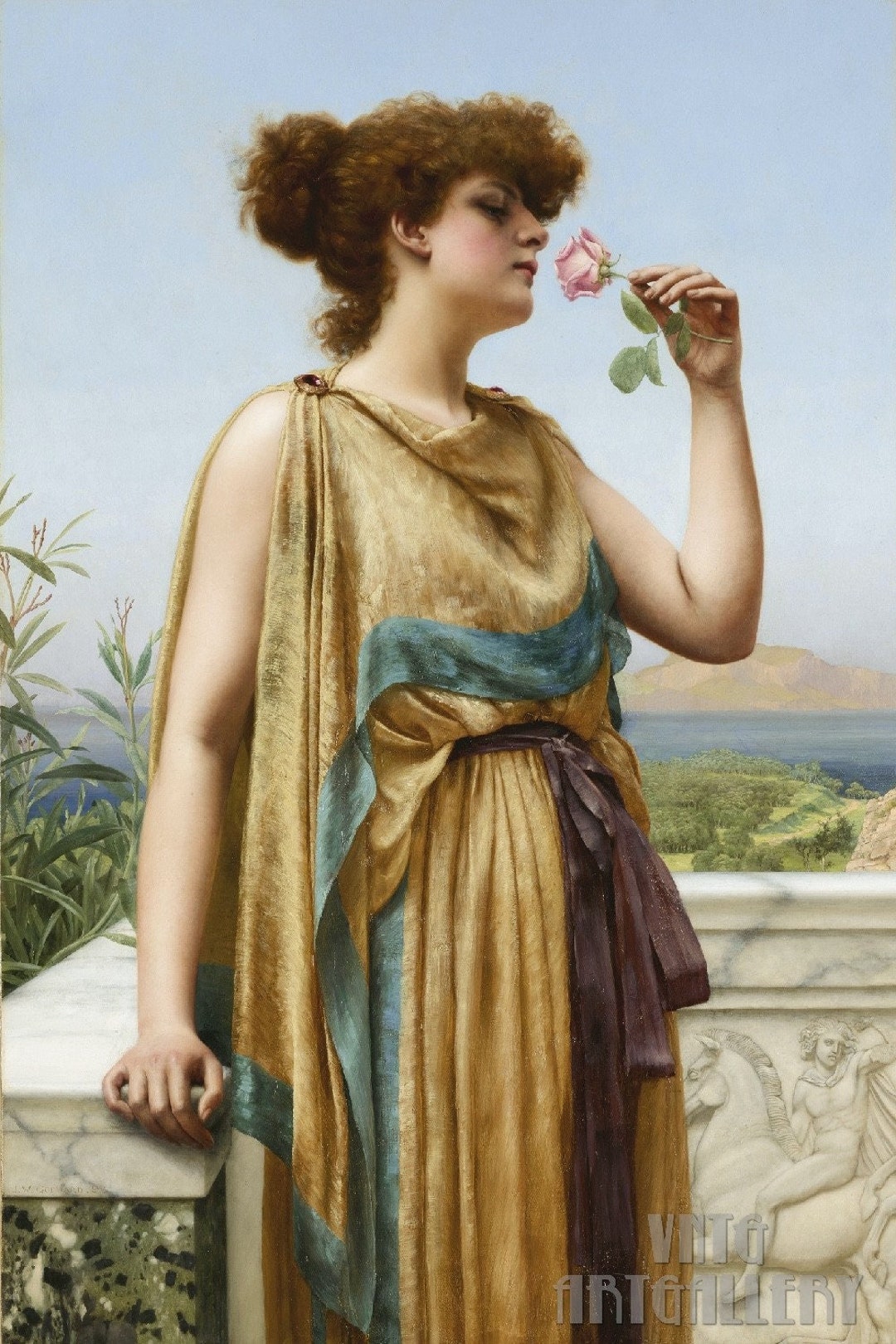 John William Godward : the Fragrant Rose (1892) Canvas Gallery Wrapped ...