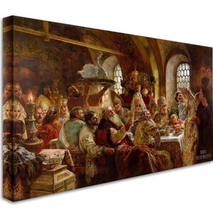 Konstantin Makovsky : A Boyar Wedding Feast (1883) Canvas Gallery ...