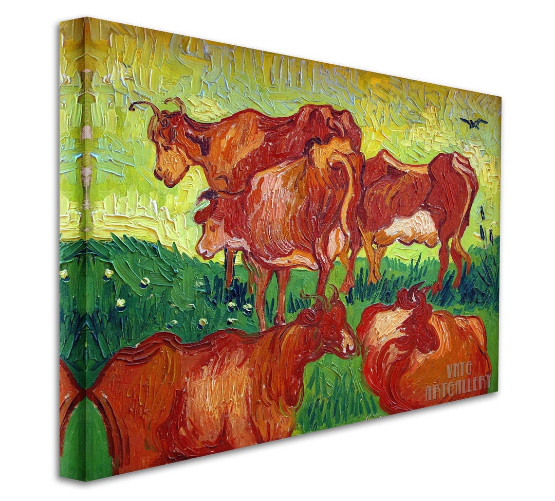 Vincent Van Gogh : the Cows (1890) Canvas Gallery Wrapped or Framed ...