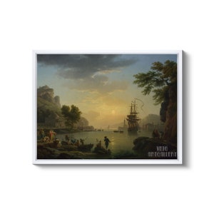 Claude Joseph Vernet : A Landscape at Sunset (1773) Canvas Gallery ...