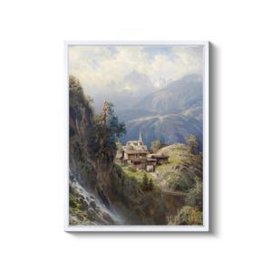 Adolf Mosengel : Village in the Bernese Alps (1885) Canvas Gallery ...