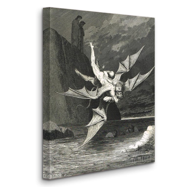 Gustave Doré : Alichino and Calcabrina Fighting Over the Pitch (1890 ...