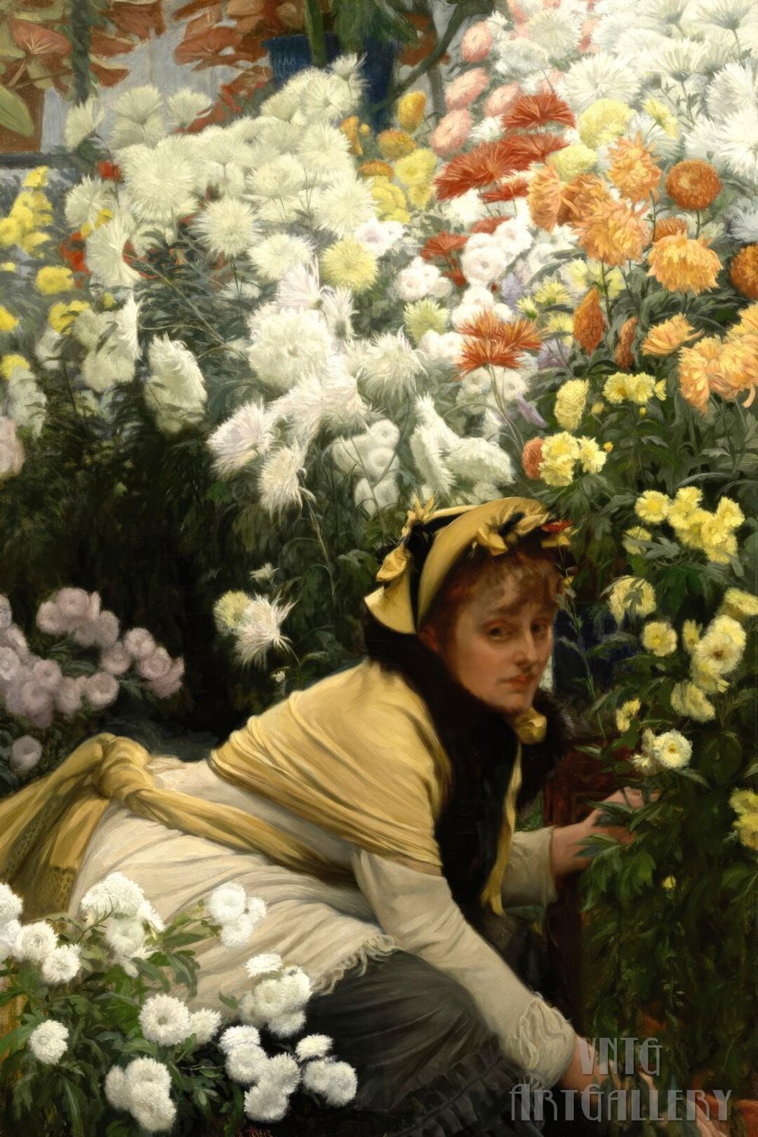 James Tissot : Chrysanthemums (c1874–76) Canvas Gallery Wrapped Giclee ...