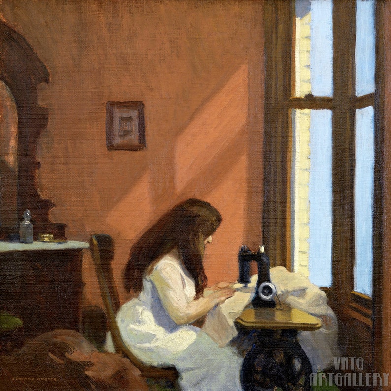 Edward Hopper : Girl at a Sewing Machine 1921 Canvas Gallery - Etsy
