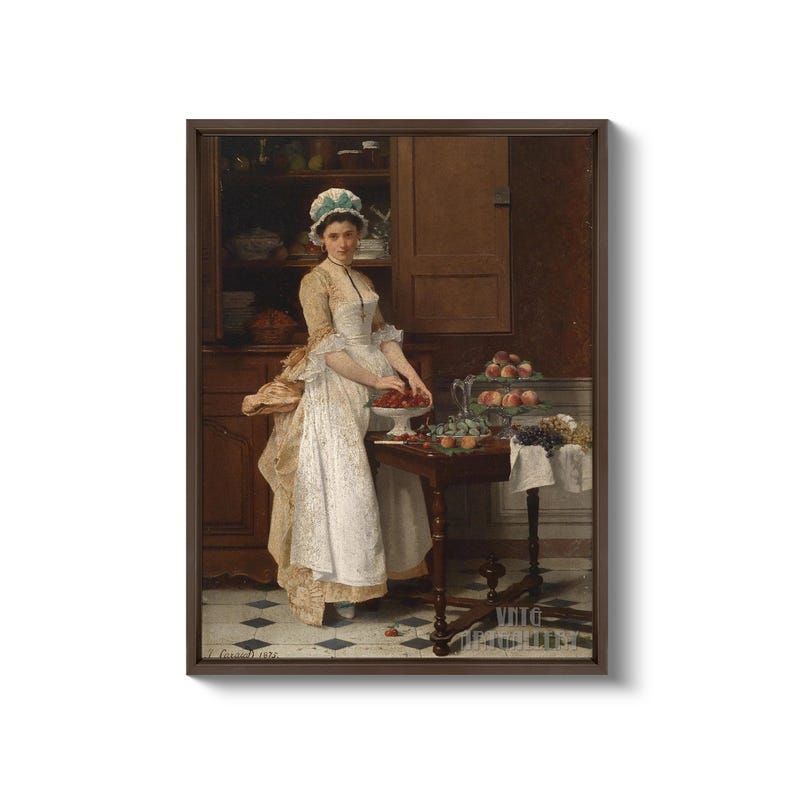 Joseph Caraud : Das Kirschenmädchen (1875) Canvas Gallery Wrapped or ...
