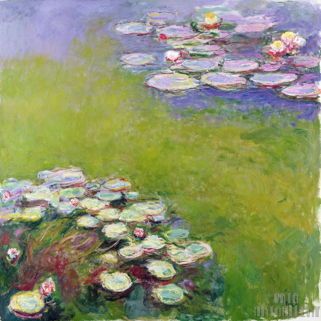 Claude Monet : Water Lilies, Harmony in Blue (1894) Canvas Gallery ...
