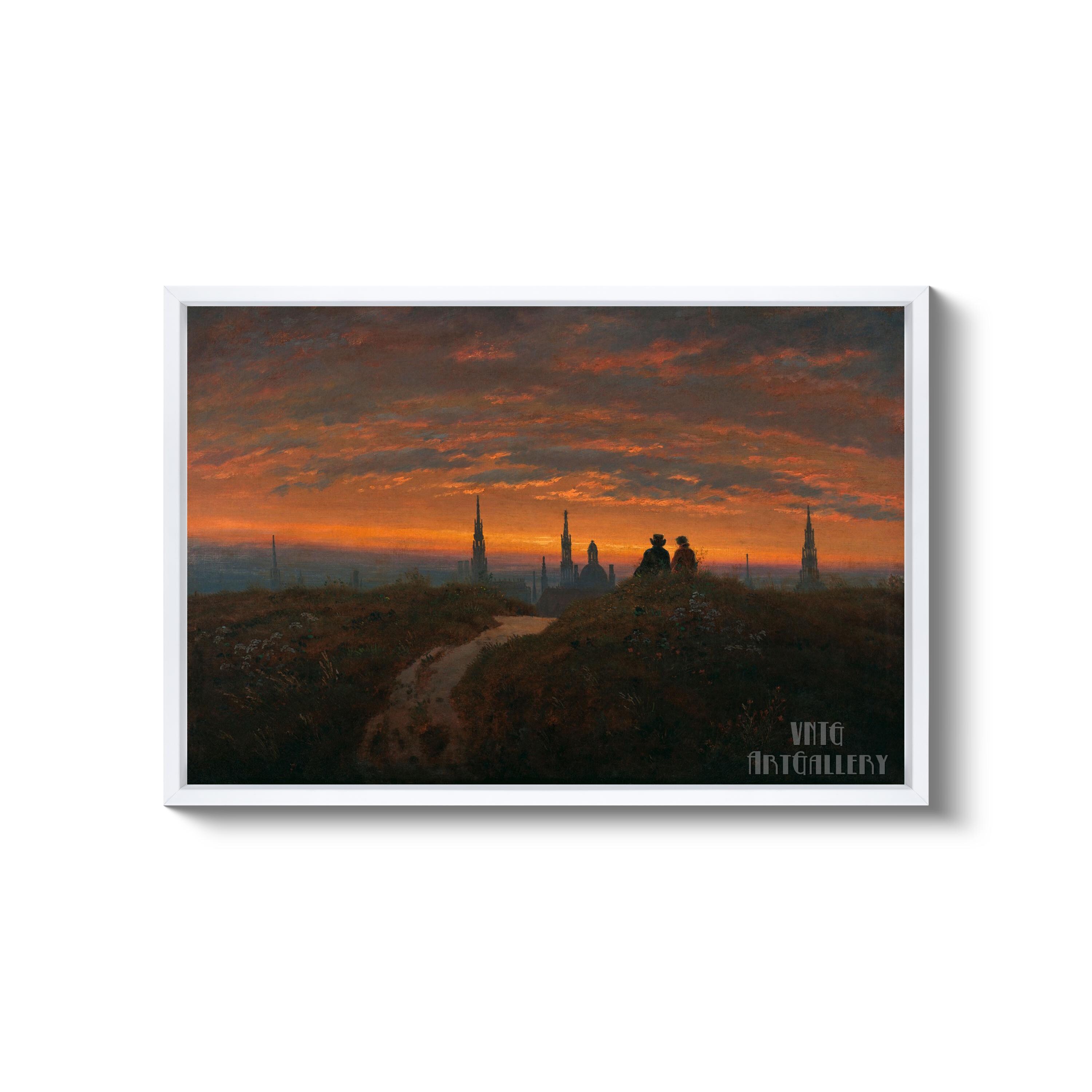 Carl Gustav Carus : View of Dresden at Sunset (1822) Gallery Wrapped or ...