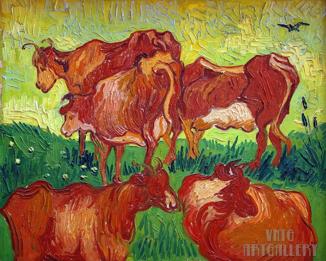 Vincent Van Gogh : the Cows (1890) Canvas Gallery Wrapped or Framed ...