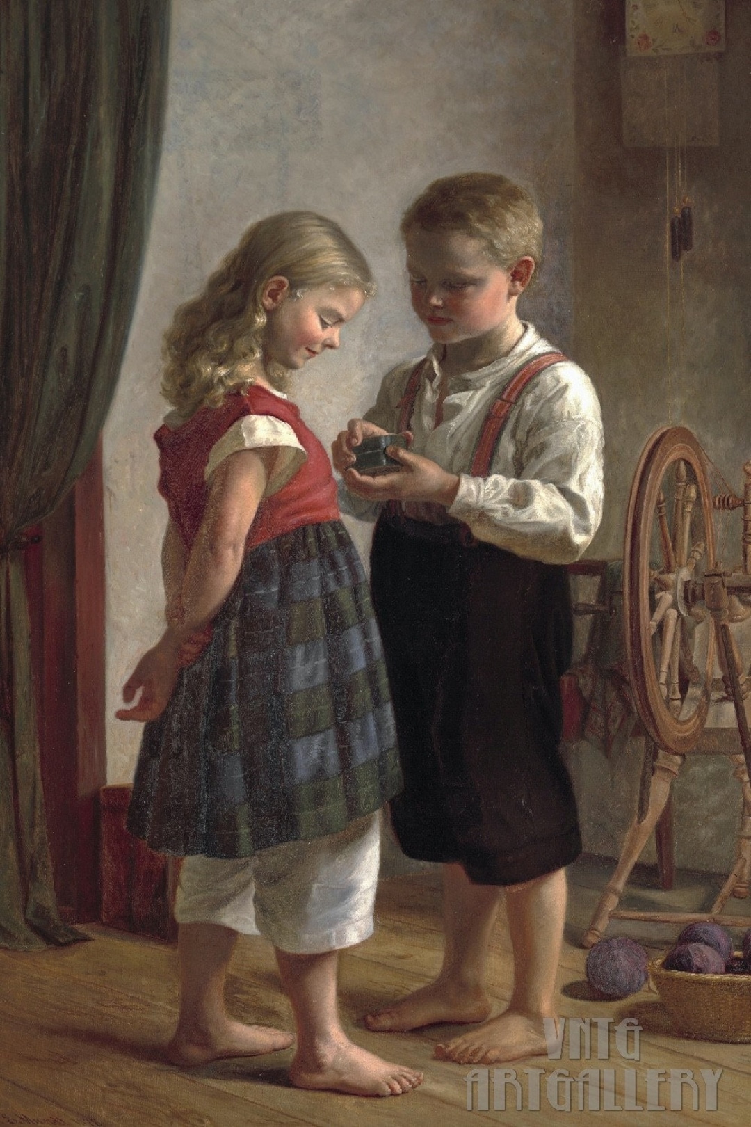 Emilie Mundt : Two Children (1878) Canvas Gallery Wrapped Giclee Wall ...