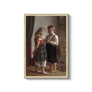 Emilie Mundt : Two Children (1878) Canvas Gallery Wrapped Giclee Wall ...