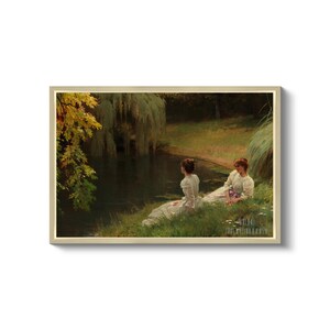 Louis Emile Adan - Elegant Ladies Beside a Pond (1901) Canvas Gallery ...