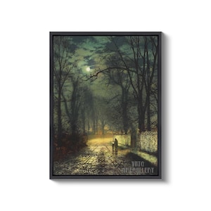 John Atkinson Grimshaw : A Moonlit Lane (1874) Canvas Gallery Wrapped ...
