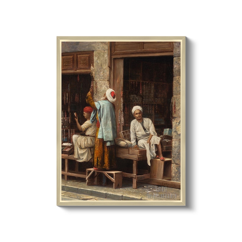 Leendert De Koningh : the Bead Shop (1857) Canvas Gallery Wrapped or ...