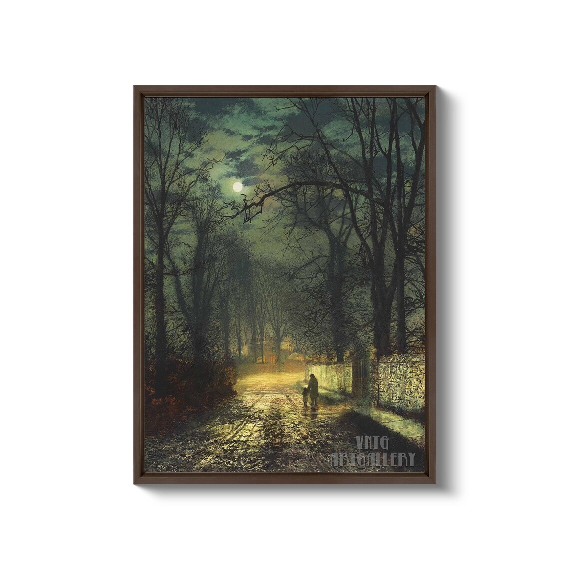John Atkinson Grimshaw : A Moonlit Lane (1874) Canvas Gallery Wrapped ...