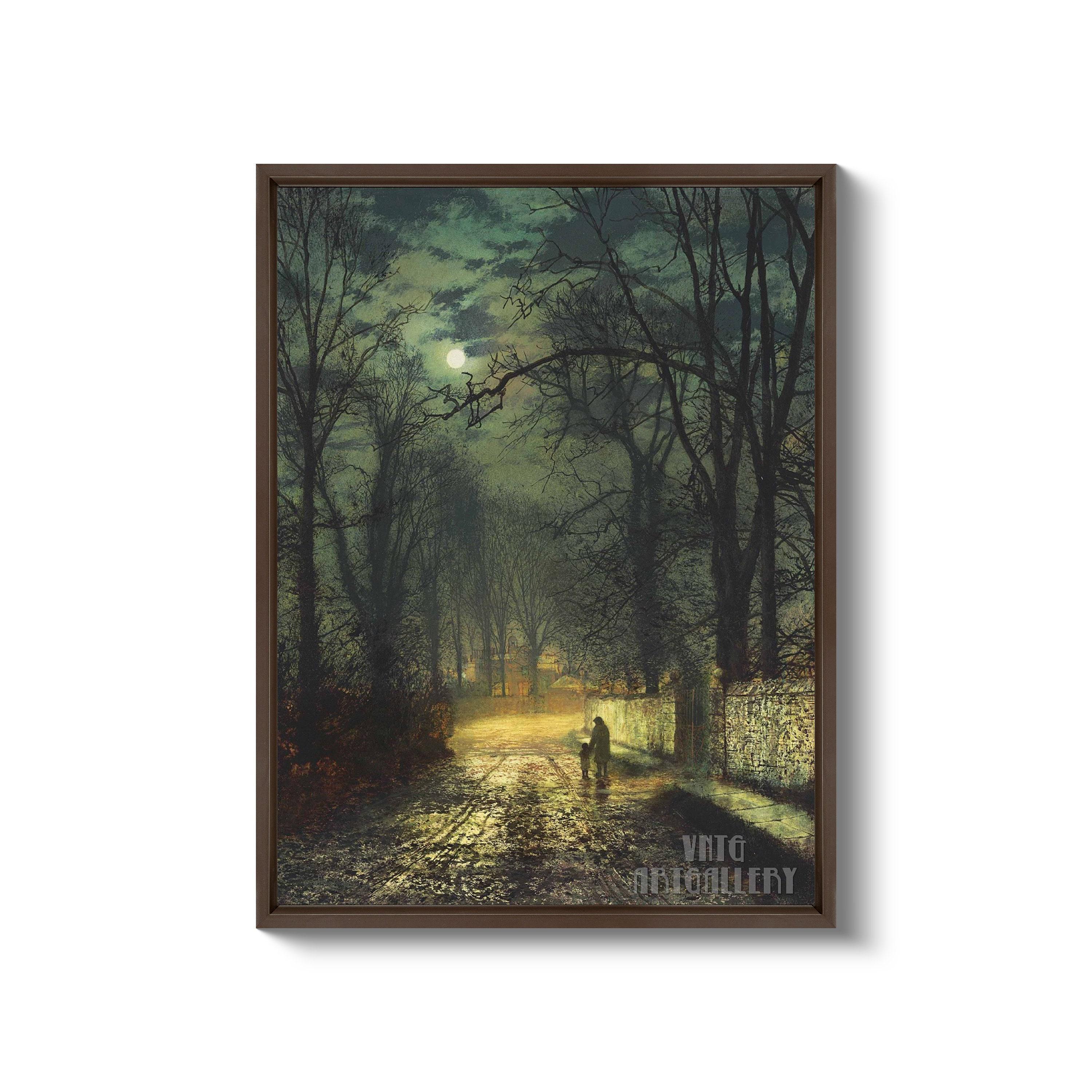 John Atkinson Grimshaw : A Moonlit Lane (1874) Canvas Gallery Wrapped ...