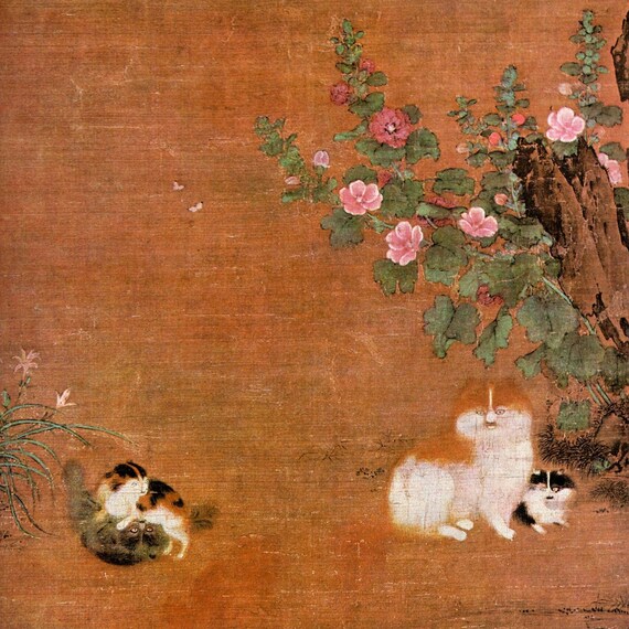 Mao Yi Cats in the Garden 12th Century AD Canvas Gallery | Etsy