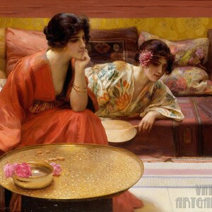 Henry Siddons Mowbray : Idle Hours (1895) Canvas Gallery Wrapped or ...