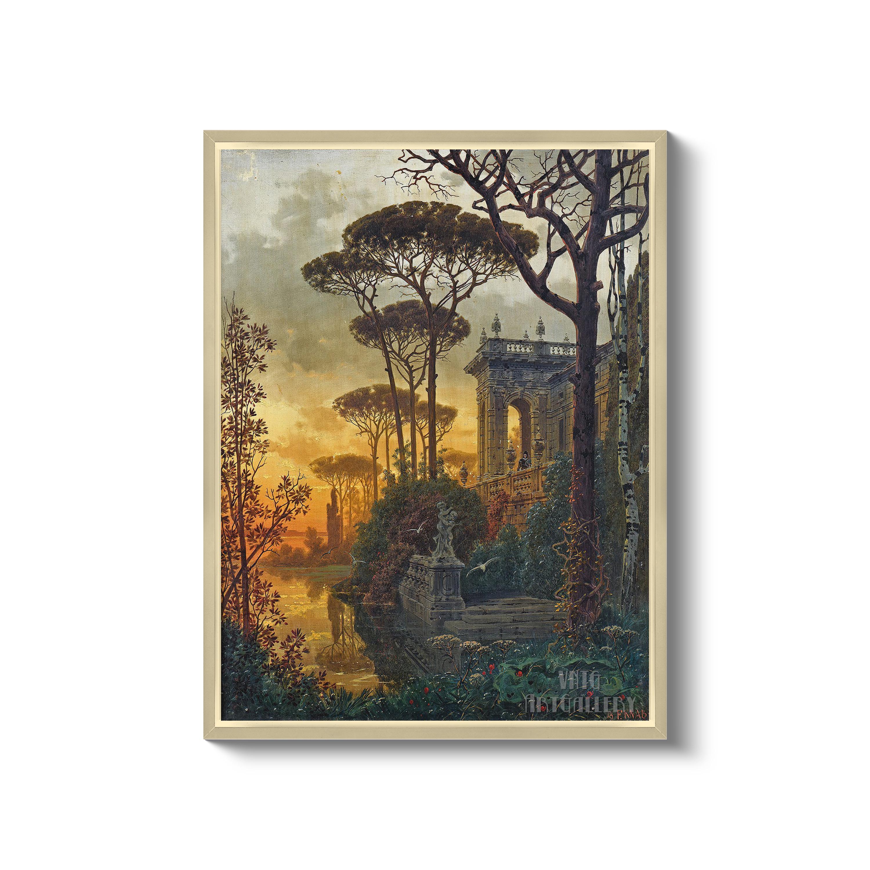Ferdinand Knab : Italian Palace at Dawn (1893) Canvas Gallery Wrapped ...