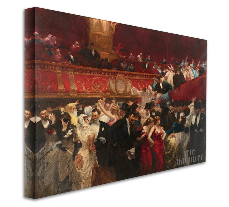 Charles Hermans : the Masked Ball (1880) Canvas Gallery Wrapped or ...