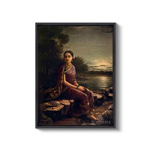 Raja Ravi Varma : Radha in the Moonlight (1890) Canvas Gallery Wrapped ...