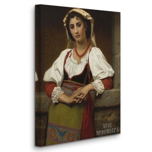 Hugues Merle : Neapolitan Girl 1876 Canvas Gallery Wrapped or Framed ...
