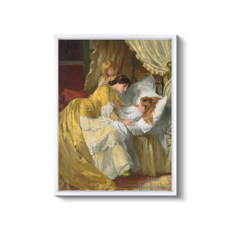 Mary Lightbody Gow : A Kiss Goodnight (1884) Canvas Gallery Wrapped or ...