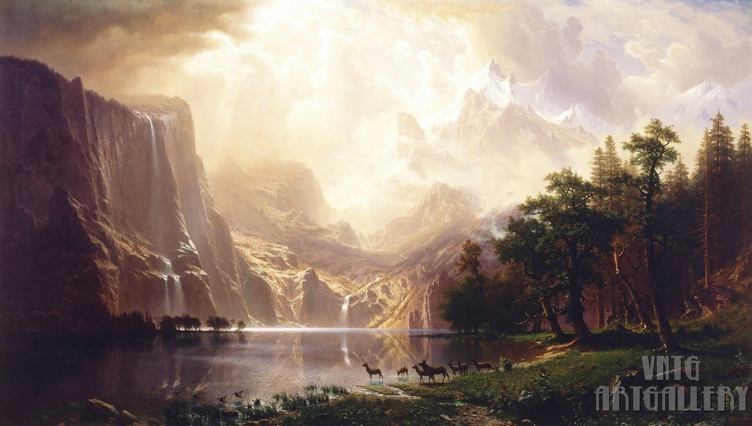 Albert Bierstadt : Among the Sierra Nevada California 1868 Canvas ...