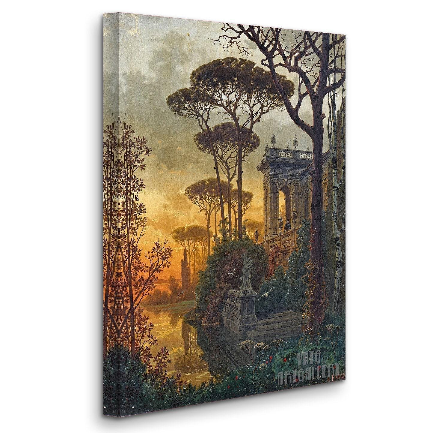 Ferdinand Knab : Italian Palace at Dawn (1893) Canvas Gallery Wrapped ...