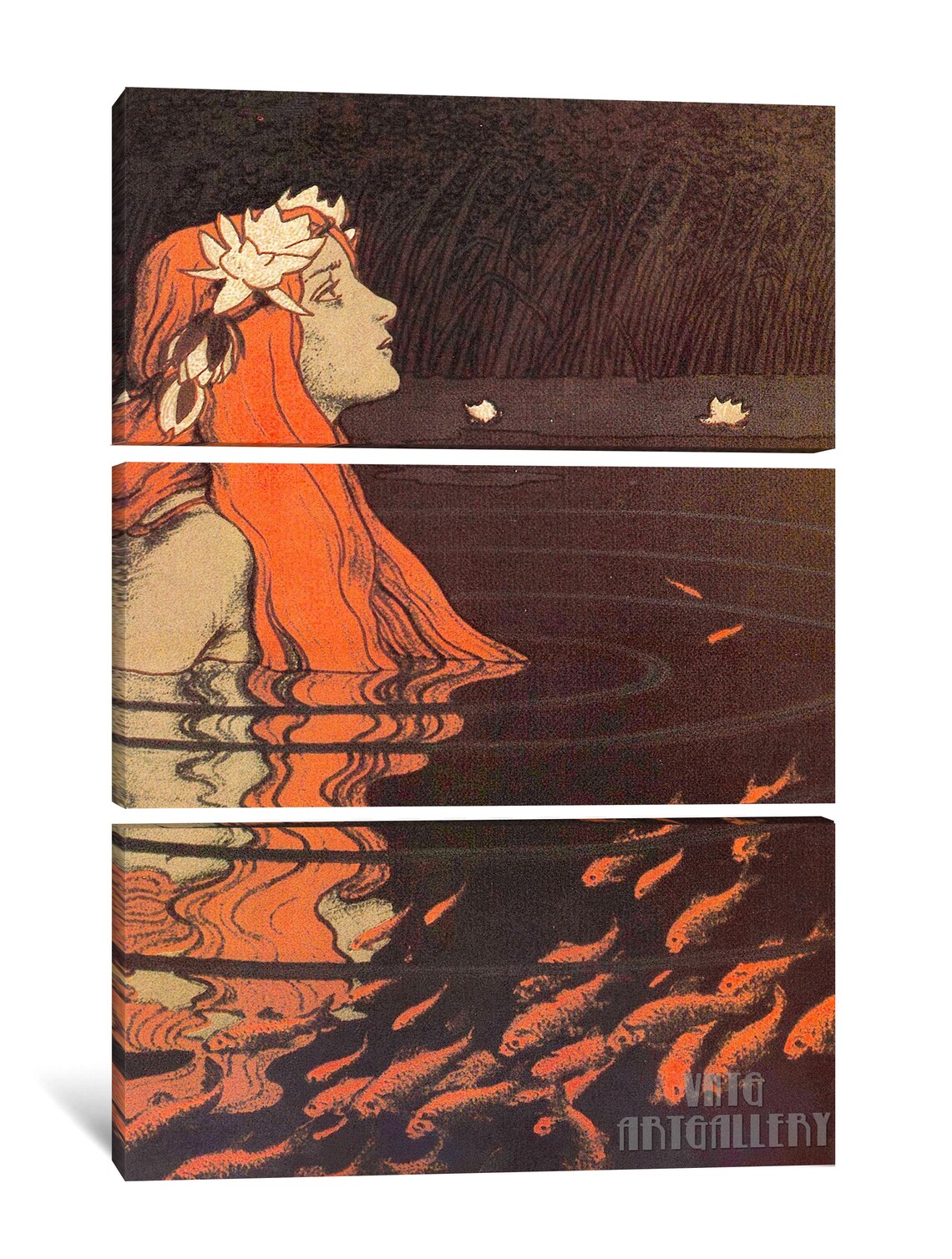 Franz Hein : Nymph in a Goldfish Pond 1905 Canvas Gallery - Etsy