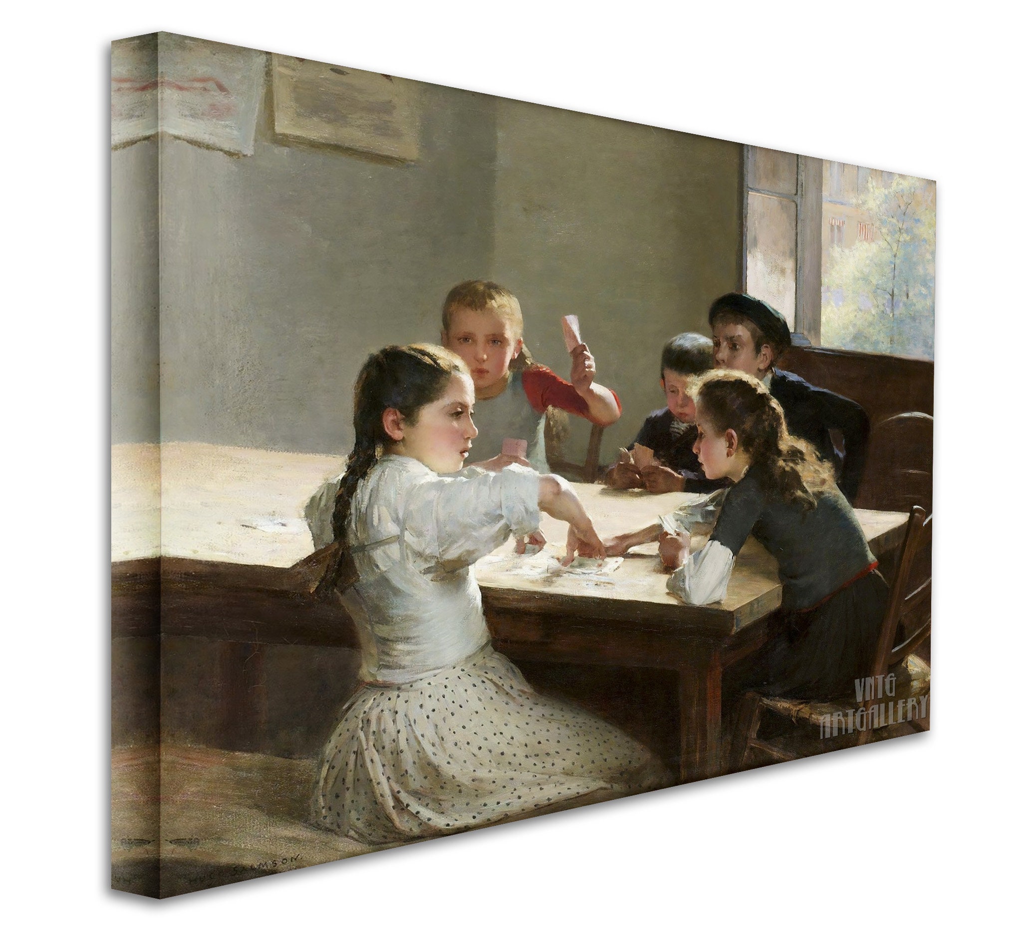 Hugo Salmson 1843-1894 Children Playing Cards Canvas - Etsy