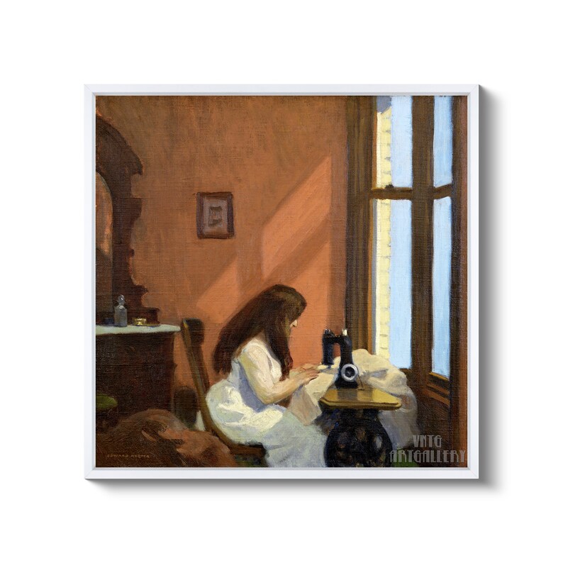 Edward Hopper : Girl at a Sewing Machine 1921 Canvas Gallery - Etsy