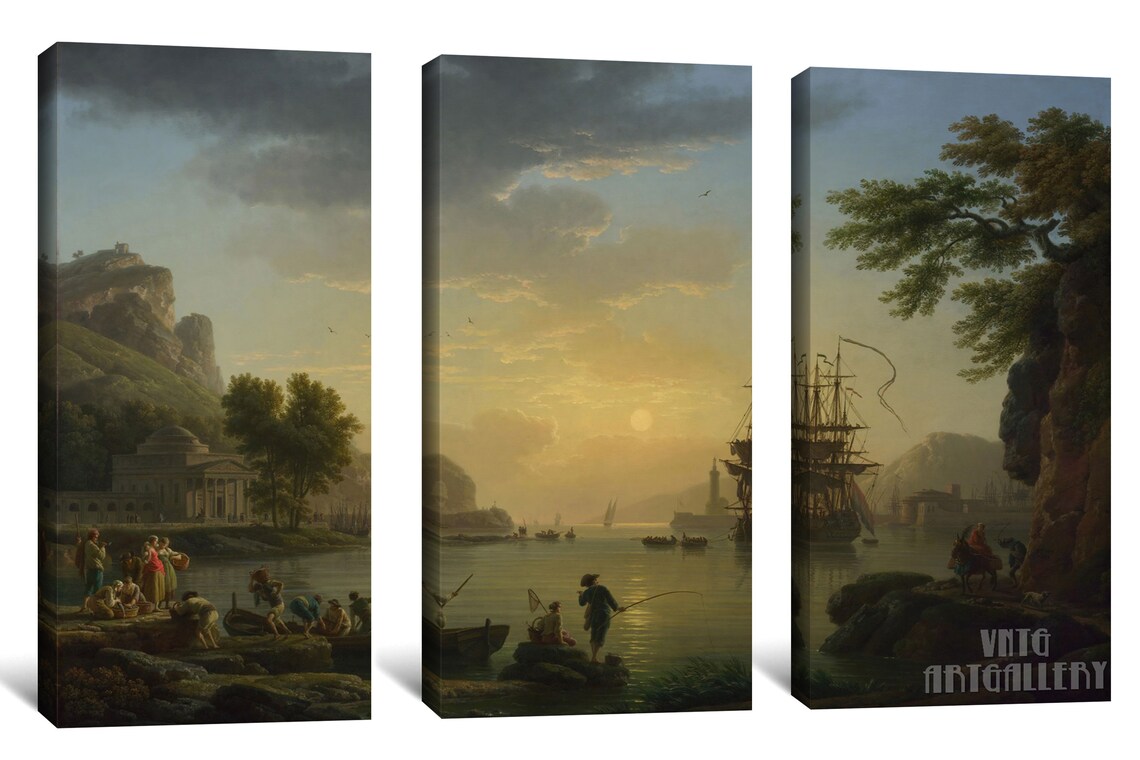 Claude Joseph Vernet : A Landscape at Sunset 1773 Canvas - Etsy